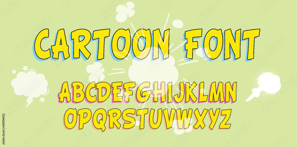 cartoon font. set of yellow bubble letters Stock Vector | Adobe Stock