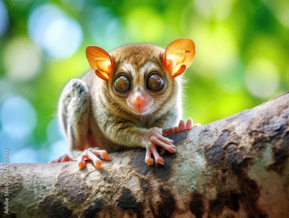 Tarsier monkey (Tarsius Syrichta) on the tree in natural jungle ...