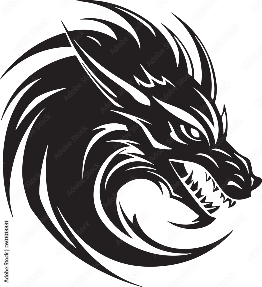 Dragon head logo, dragon icon isolated on a white background, Vector ...