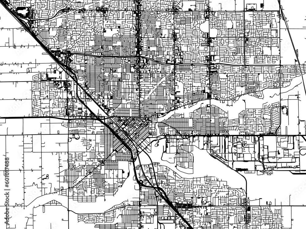 Vector road map of the city of Modesto California in the United States ...
