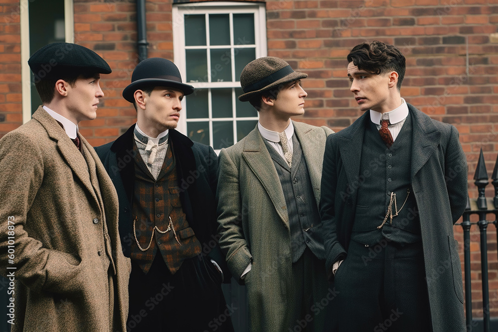 A group of men in Peaky Blinders style. Generative AI Stock ...