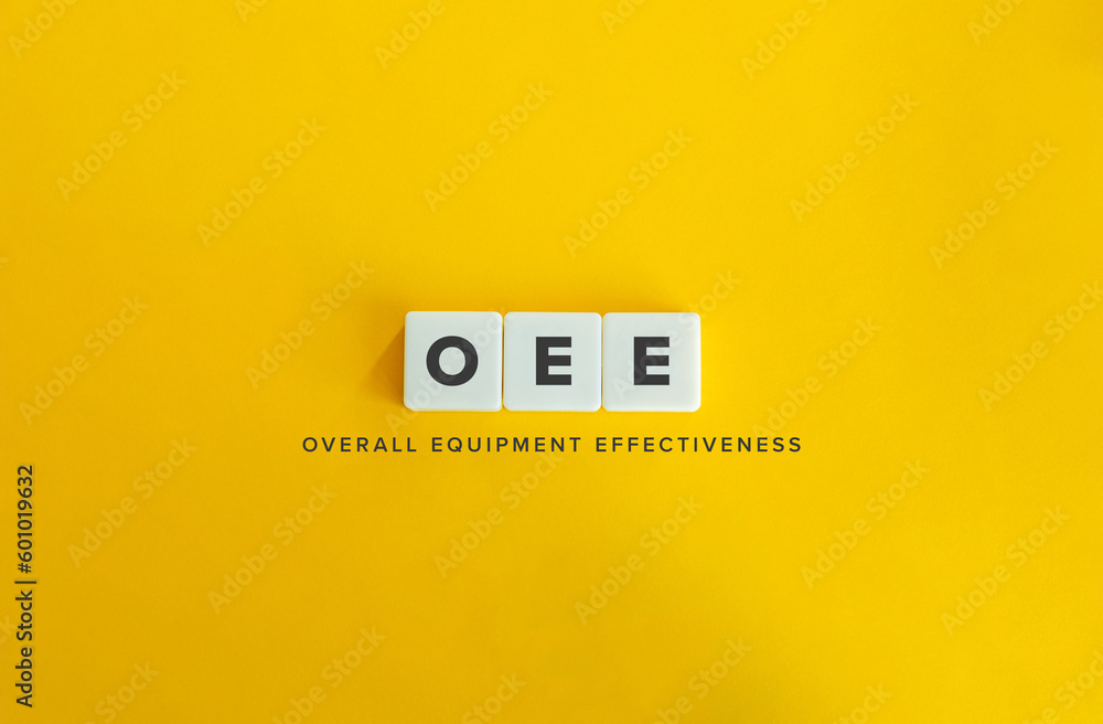 Overall Equipment Effectiveness (OEE) Banner. Block Letter Tiles on ...