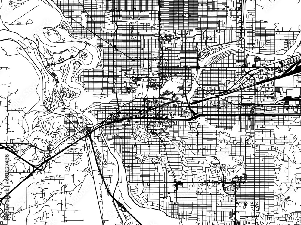 Vector road map of the city of Spokane Washington in the United States ...