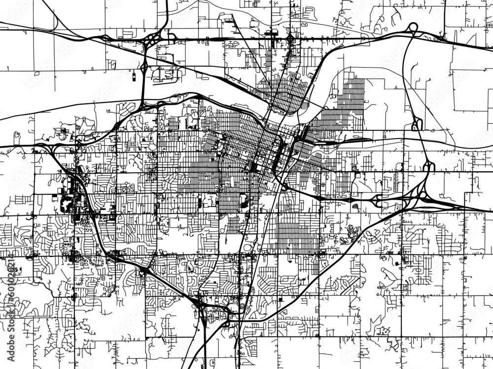 Vector road map of the city of Topeka Kansas in the United States of ...