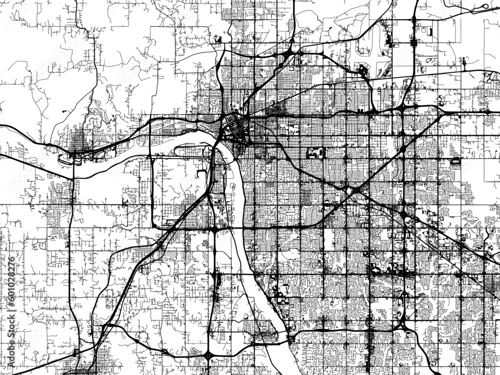 Vector road map of the city of Tulsa Oklahoma in the United States of ...