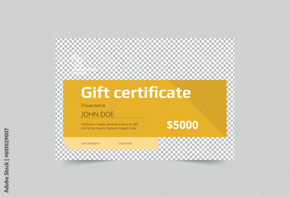 Construction gift certificate template. A clean, modern, and high ...