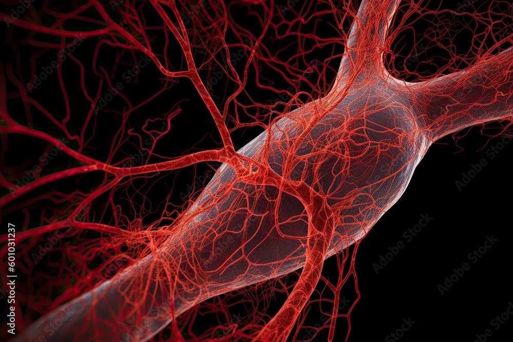 Illustrazione Stock 3D microscopic close-up of a capillary isolated on ...