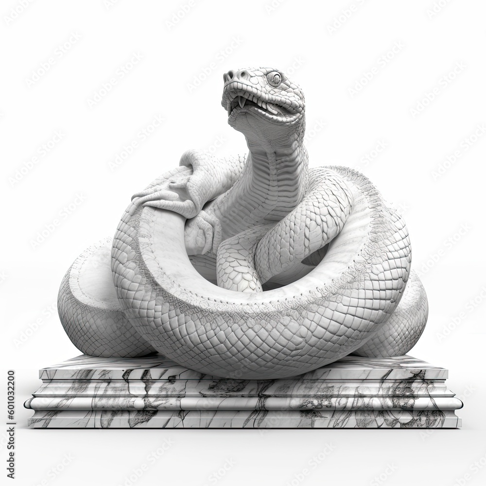 Marble sculpture of a snake in a detailed and elaborate style with a ...
