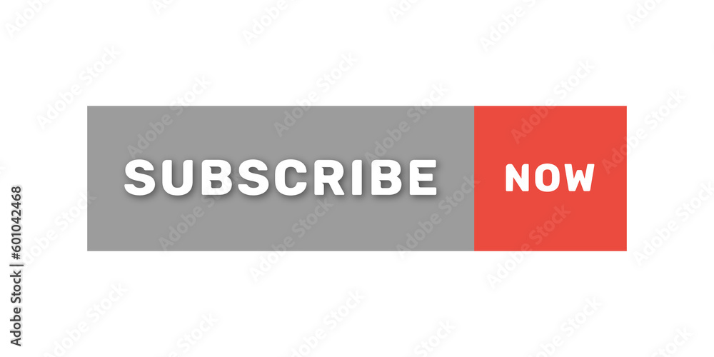Subscribe now – Subscribe button in grey, red and white color on ...