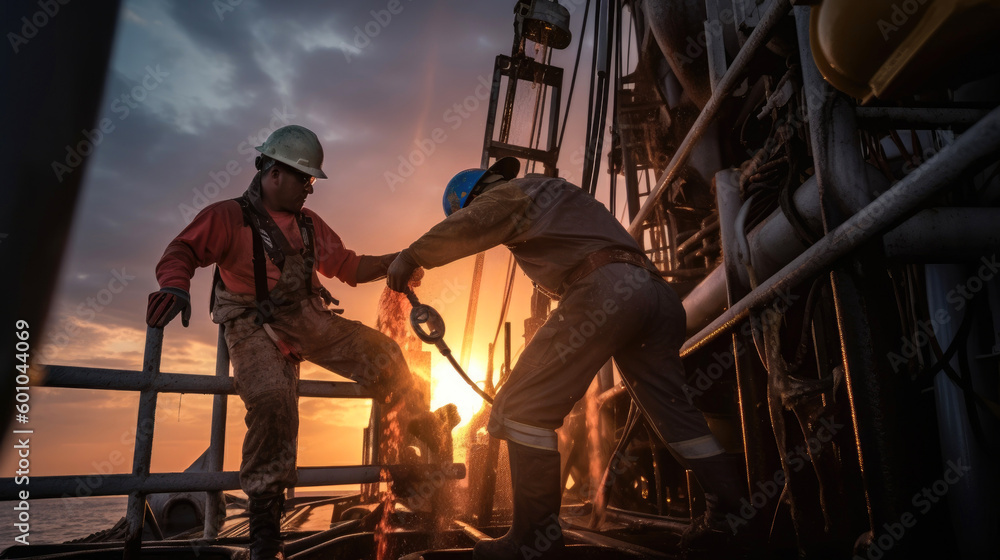 Oil rig worker. Generative ai Stock Illustration | Adobe Stock