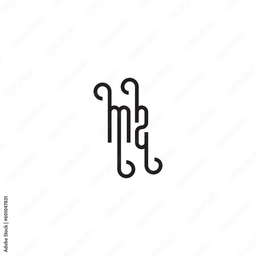 MZ unique concept initial line logo design in black isolated for ...
