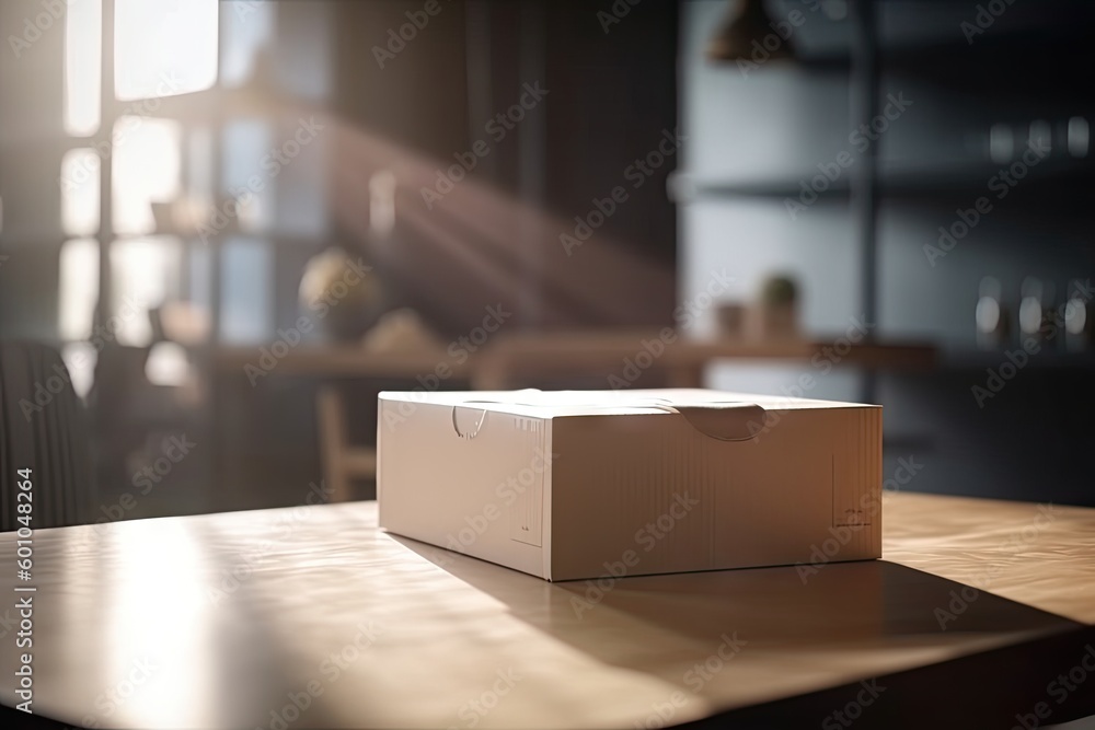 Wooden Table with Parcel and Cardboard Box Background for Delivery and ...