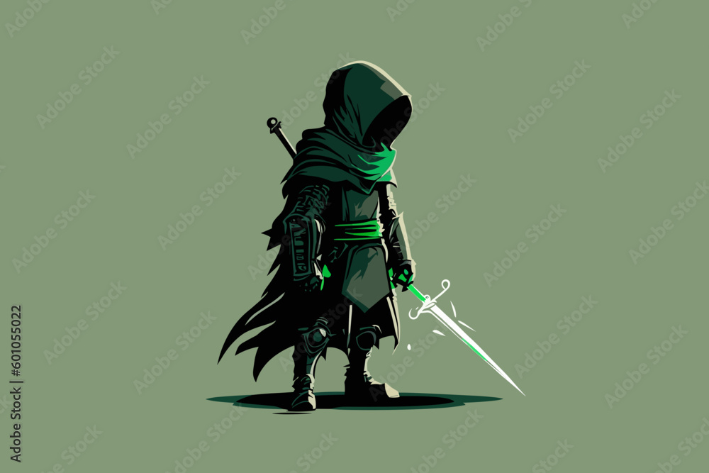 Doodle inspired Stealth warrior, cartoon sticker, sketch, vector ...