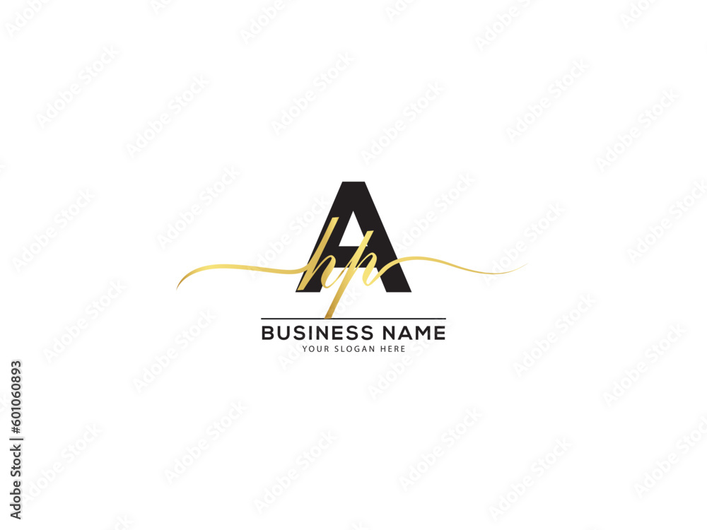Golden AHP Signature Letter Logo, Creative ahp hap Logo Letter Design ...