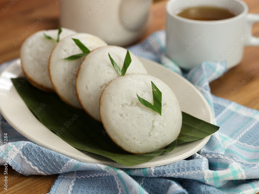 Kue Apem is traditional food from Indeonesia, made from rice flour that ...