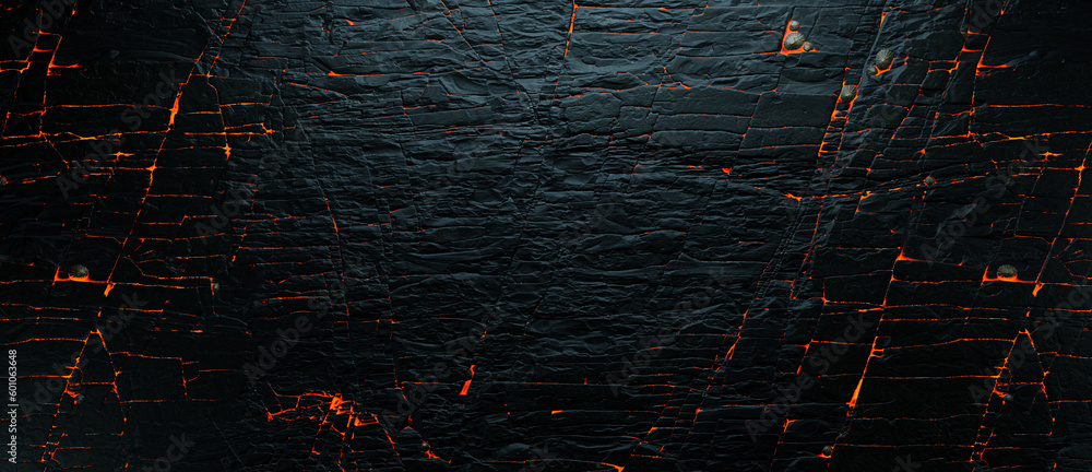 Abstract rock background with fire gaps between stones cut rock surface ...