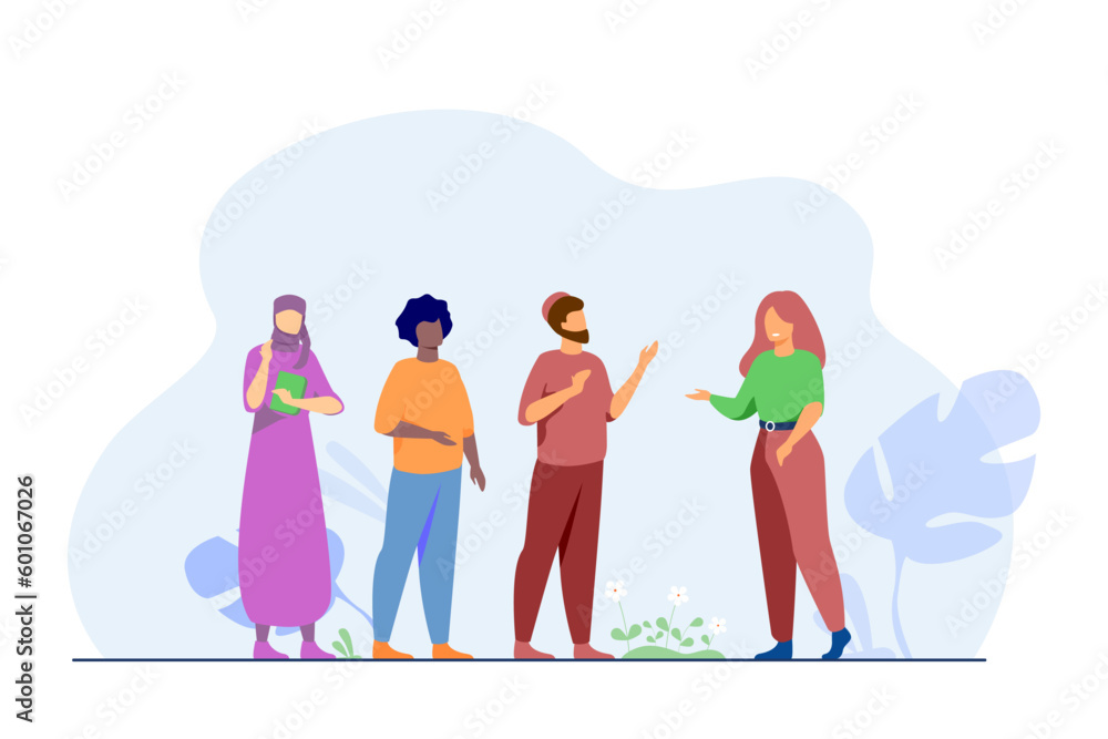 Inclusive group of friends vector illustration. Diverse people of ...