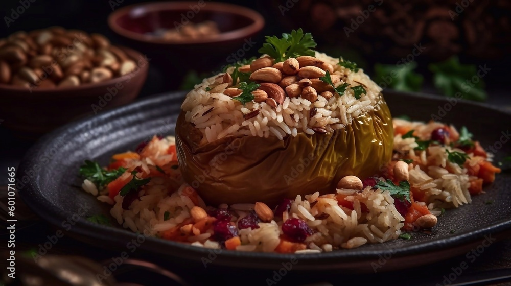 Kusa mahshe - the stuffed vegetable marrow with rice, meat and nuts in ...