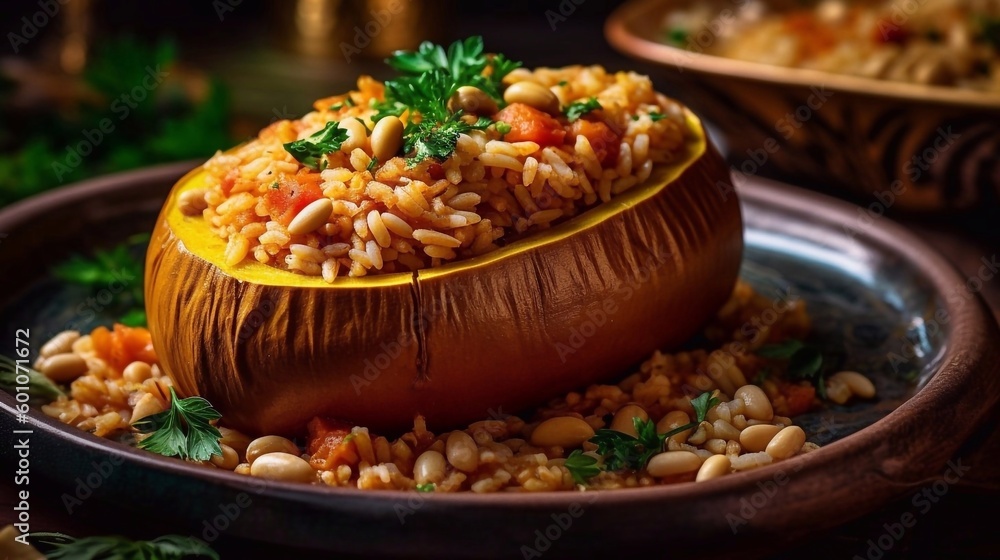 Kusa mahshe - the stuffed vegetable marrow with rice, meat and nuts in ...
