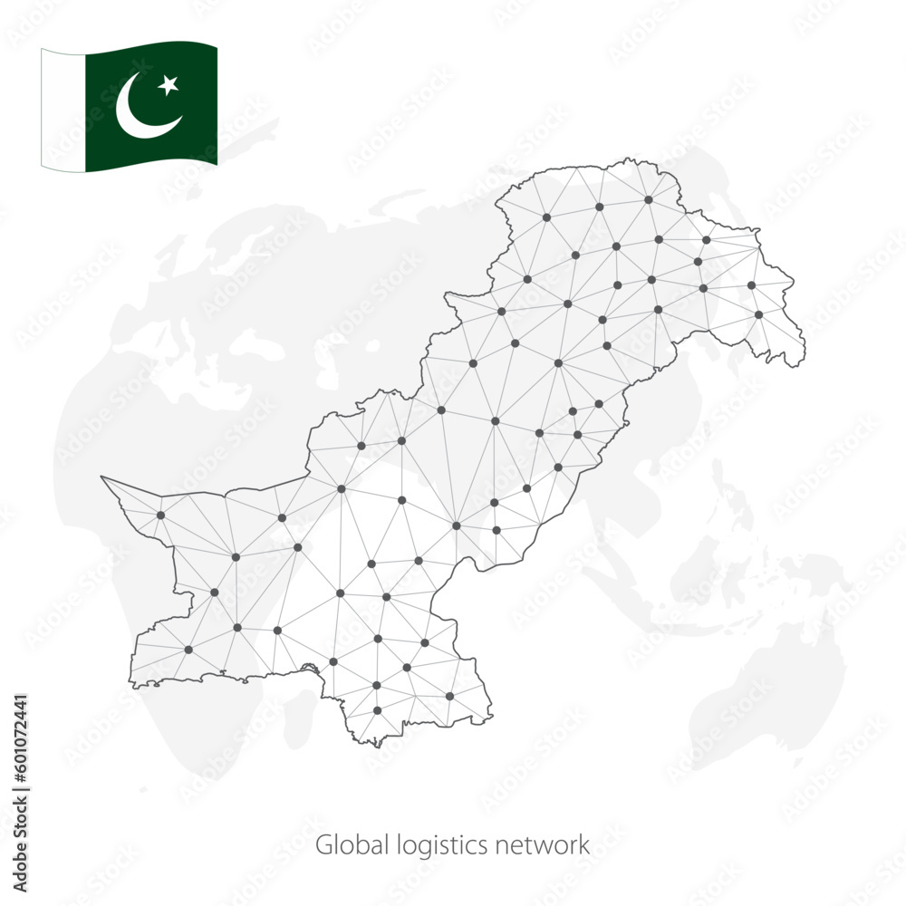 Global logistics network concept. Communications network map of ...