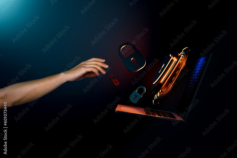 Protection network security computer and safe your data concept. Shield ...