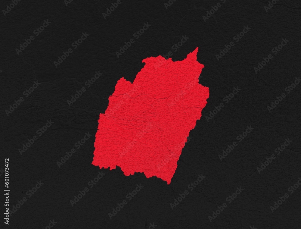 Manipur red map on isolated black background. High quality coloured map ...
