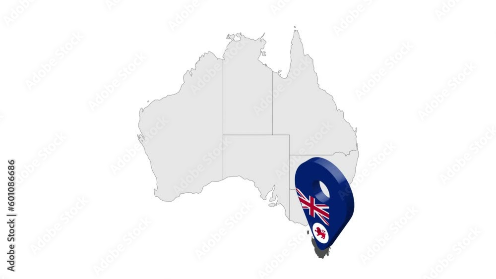 Location State Tasmania on map Australia. 3d Tasmania flag map marker location pin. Map of ...
