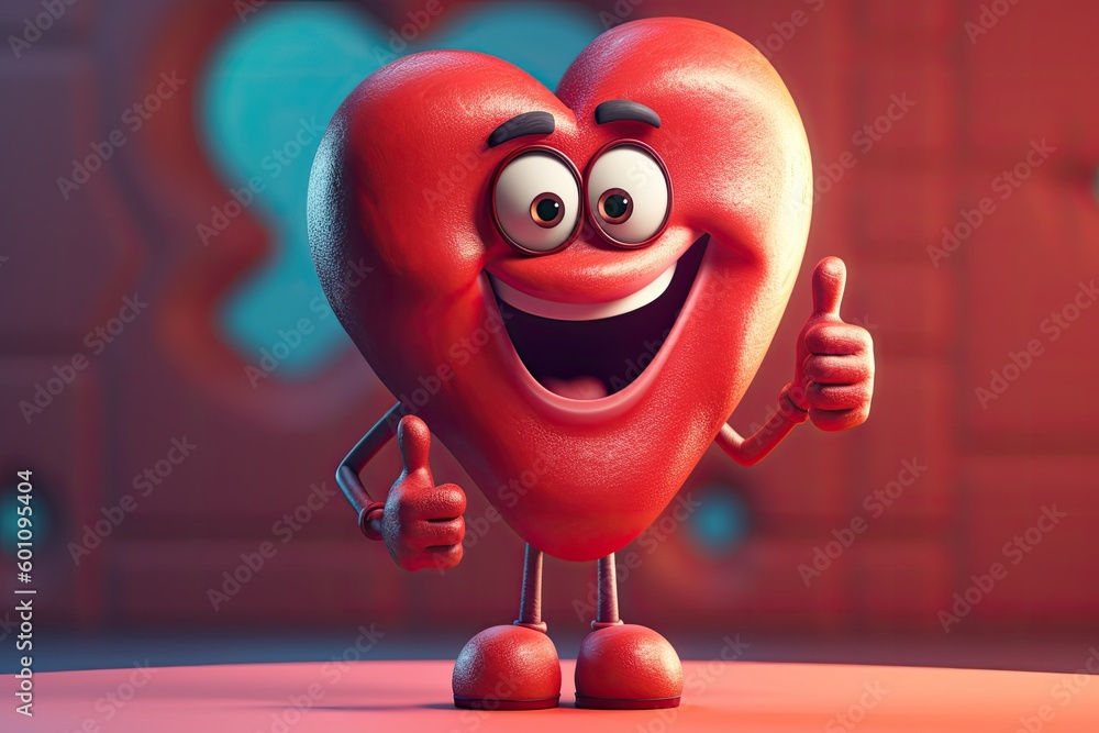Cartoon Heart Emotion showing thumb up. Generative Ai Stock ...