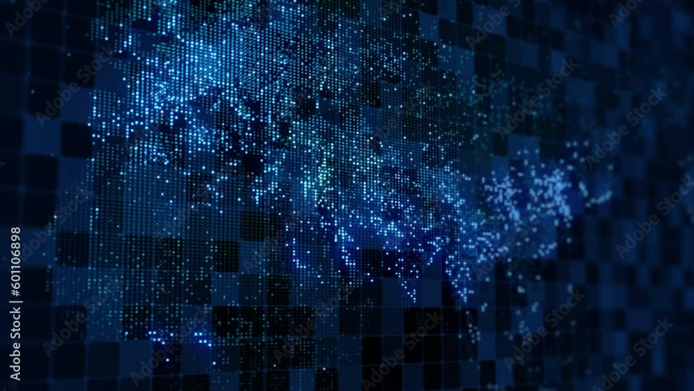 Slowly changing illumination of a digital map of the Earth. Movable ...