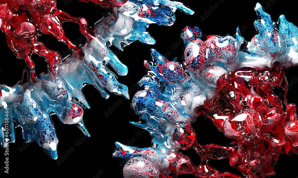 3d render abstract art with surreal alien creepy spooky scary bacterias ...