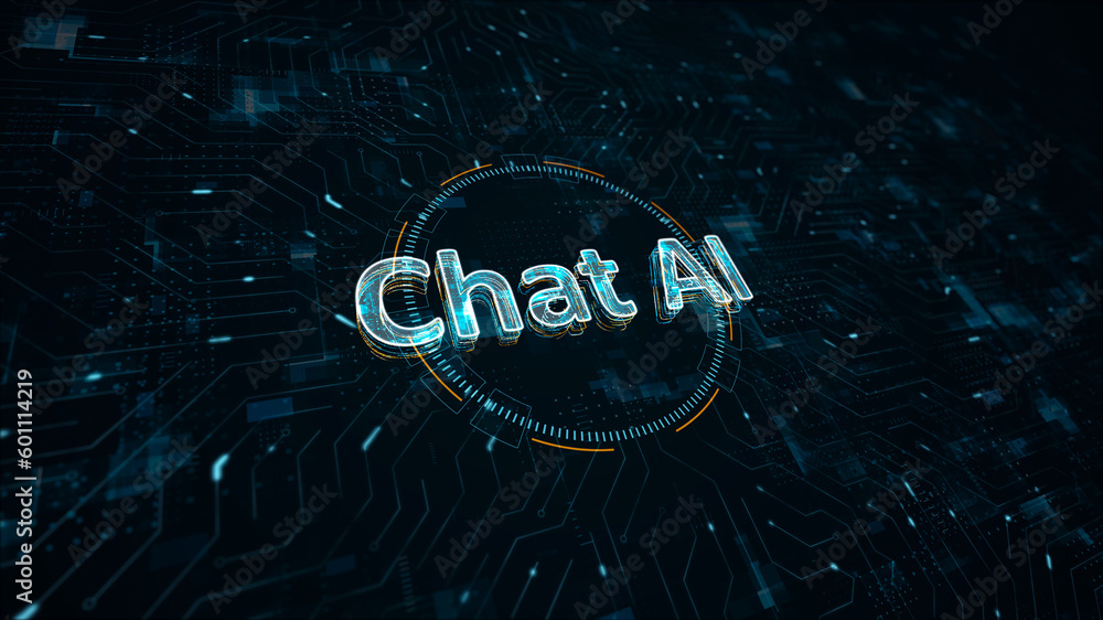 Chat AI letter with a futuristic HUD and circuit board is a machine ...