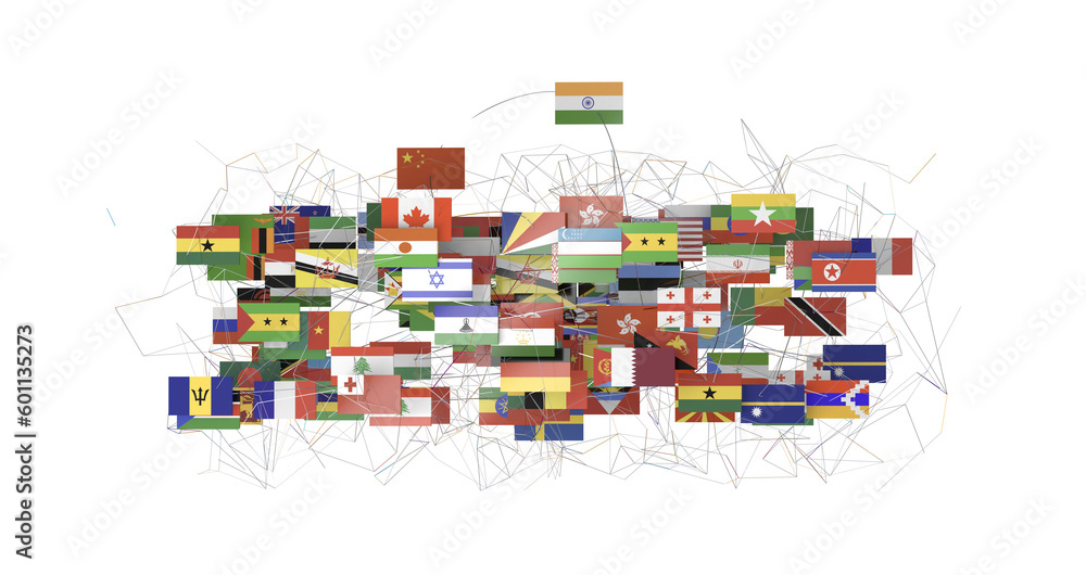 World map with all states and their flags - PNG transparent ilustração ...