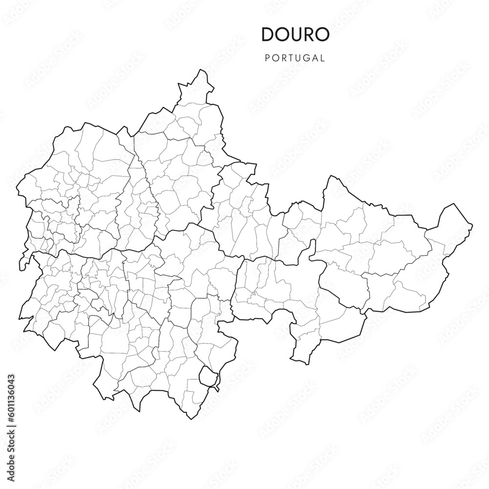 Vector Map of Douro Subregion (Comunidade Intermunicipal) with ...
