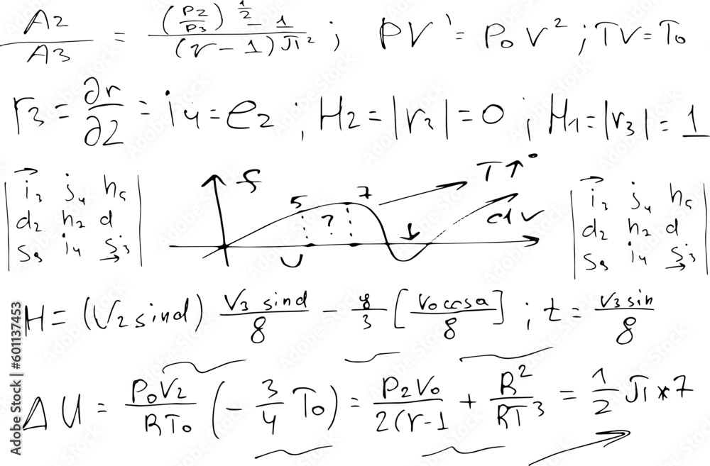 Mathematical scientific formulas and expressions. Educational, school ...
