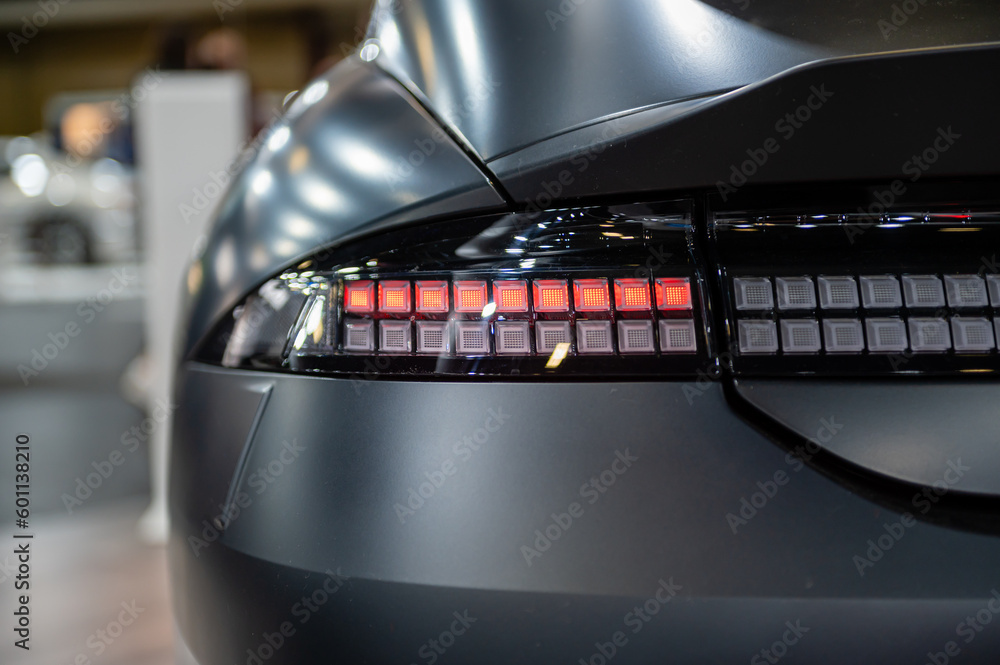 rear LED lights and car design closeup of nev Hyundai Ioniq 6 electric ...