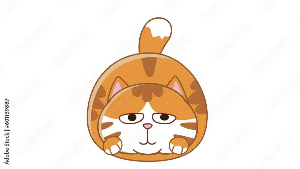 cute animated cartoon happy cat, 2d animation and background, funny cat ...