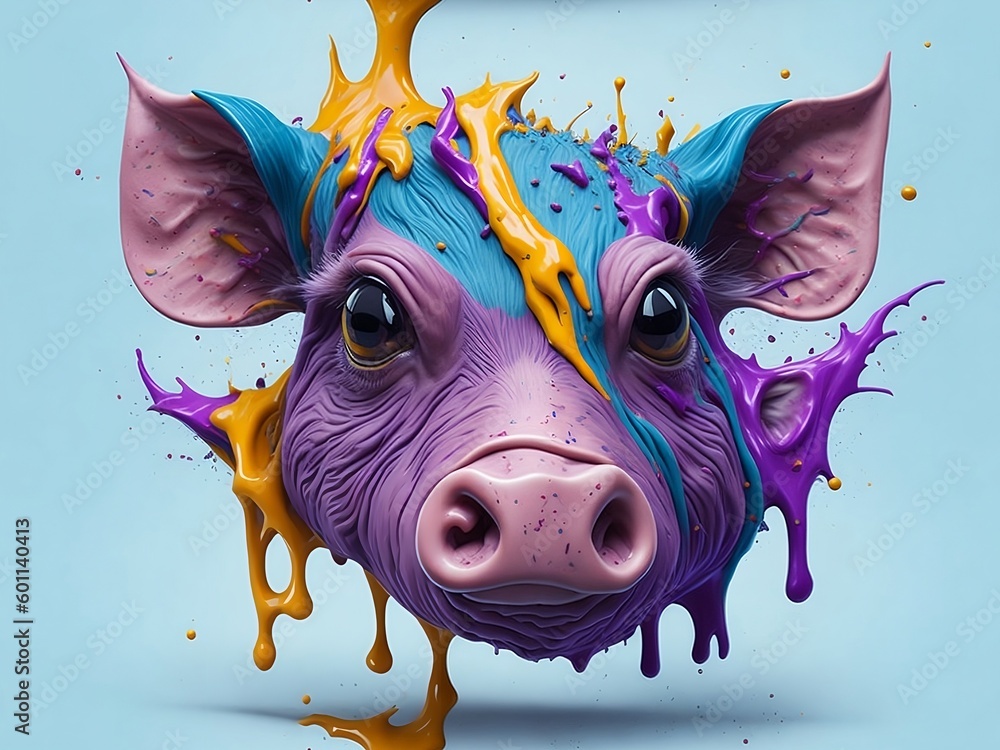 Painted multicolored animal with splash art Stock Illustration | Adobe ...
