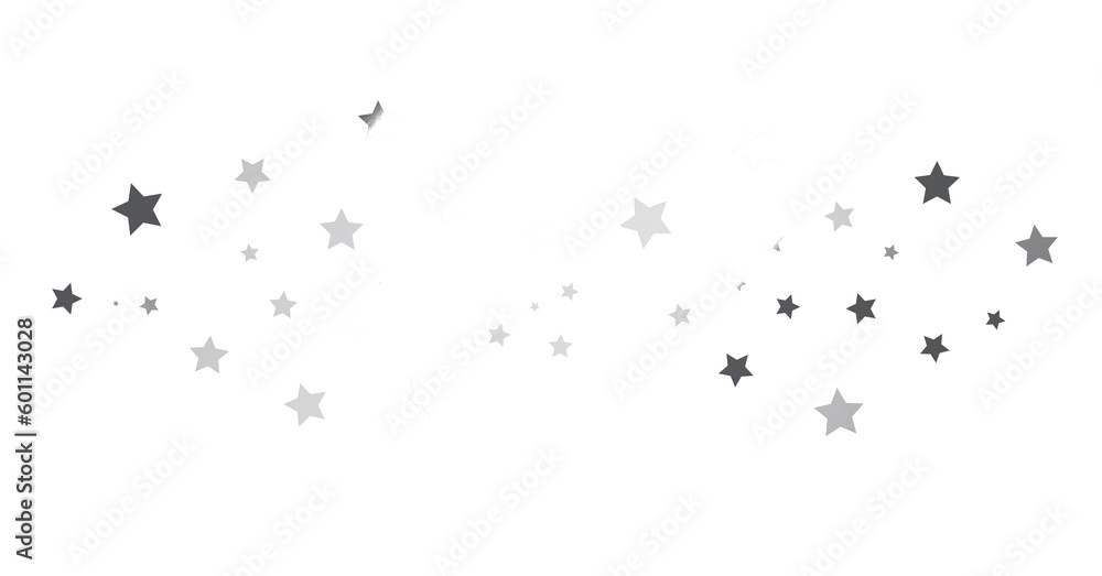Silver Star Of Confetti Falling Stars On A White Background