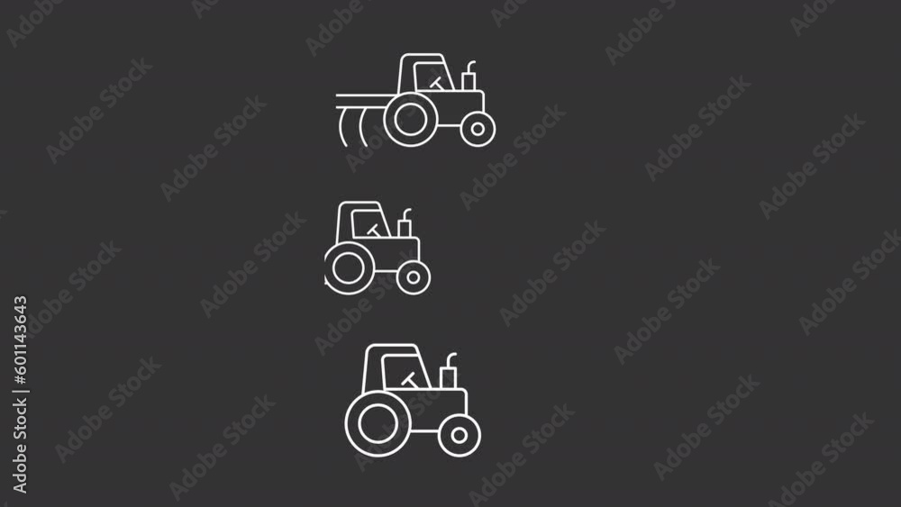Animated agricultural vehicles set. Moving tractors animation. Vehicles ...
