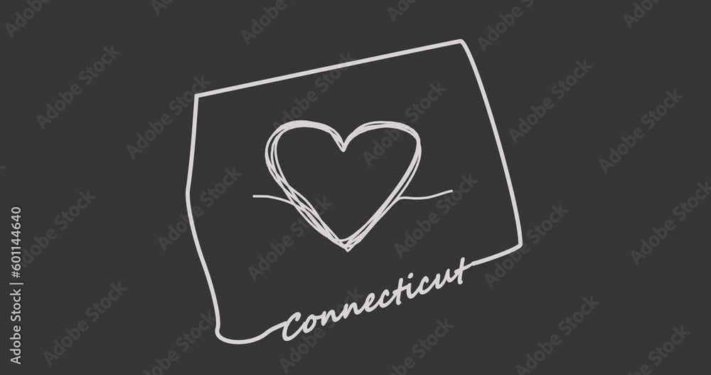 Connecticut state map outline. Continuous one line drawing. Minimalist ...