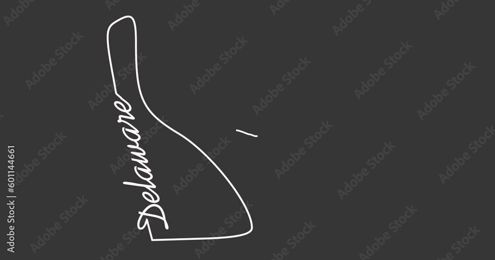 Delaware state map outline. Continuous one line drawing. Minimalist ...