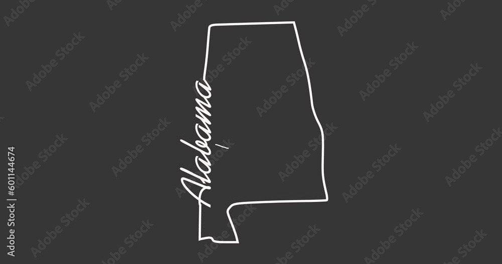 Alabama state map outline. Continuous one line drawing. Minimalist ...