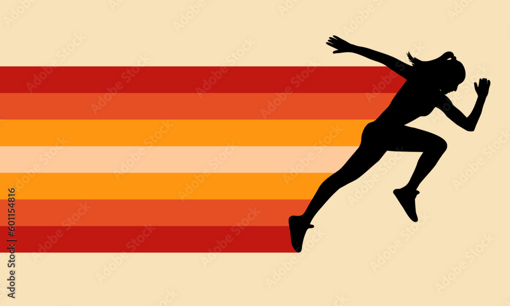Sprinting woman vector silhouette. Sprint, fast run. Runner starts ...