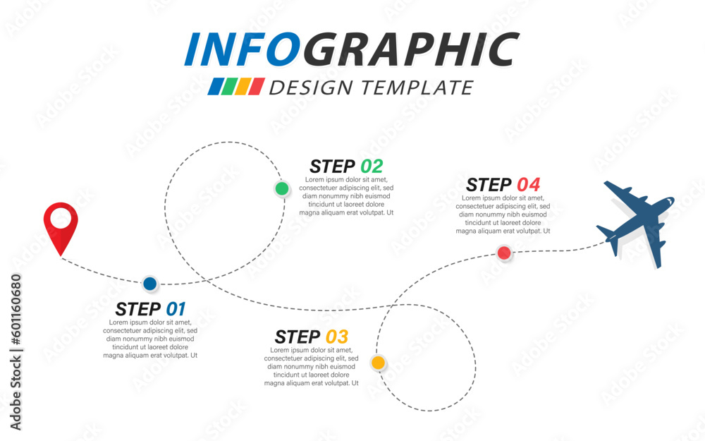 Infographic design template. Timeline concept with 4 options or steps ...