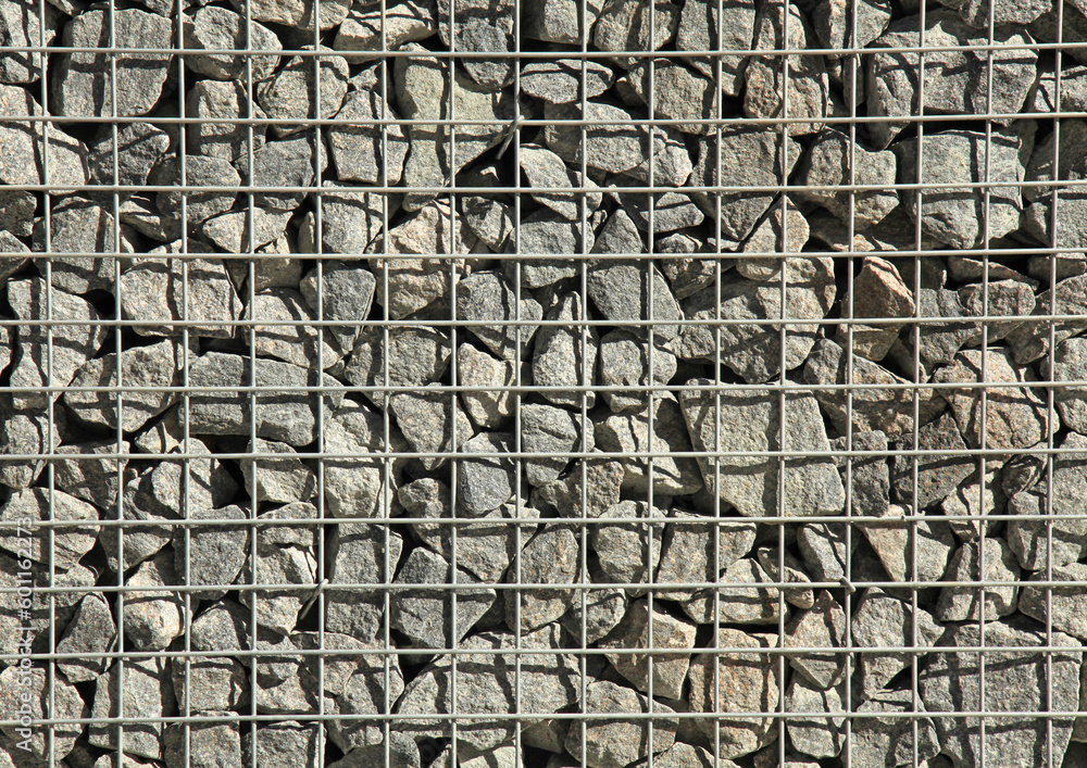 Gabion, texture, background. Gabion net and construction design. New ...