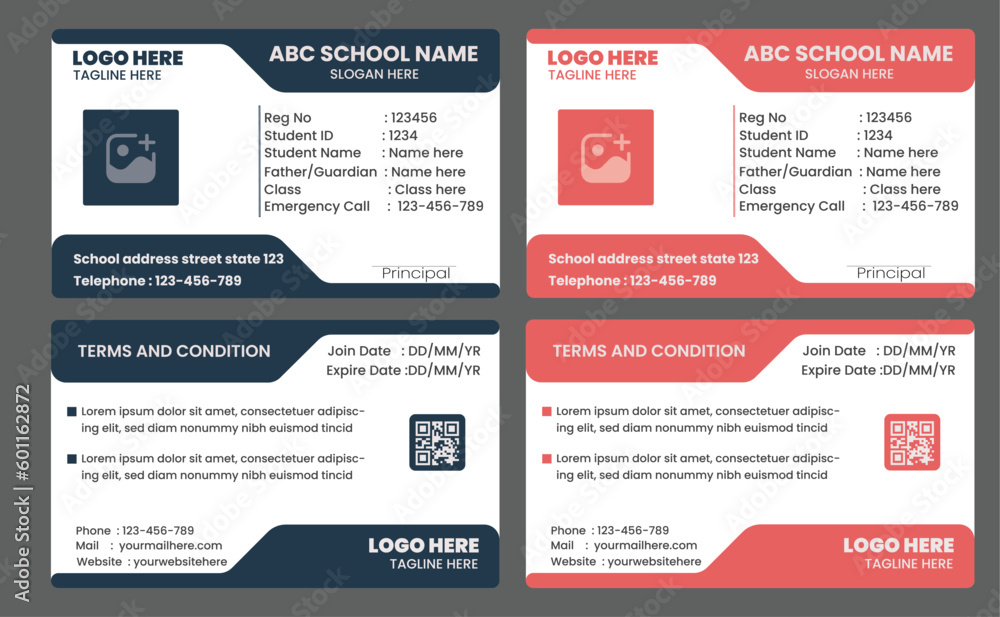 Corporate identity card template collection. Employee or student ID ...