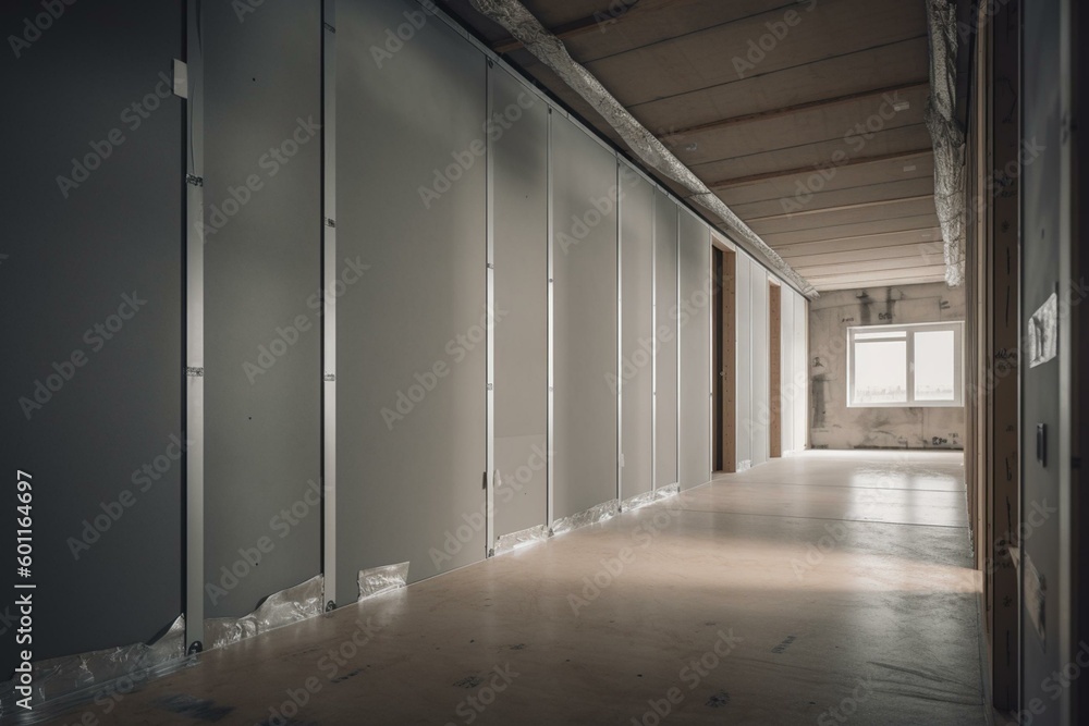 Insulated drywall partition wall. Generative AI Stock Illustration ...