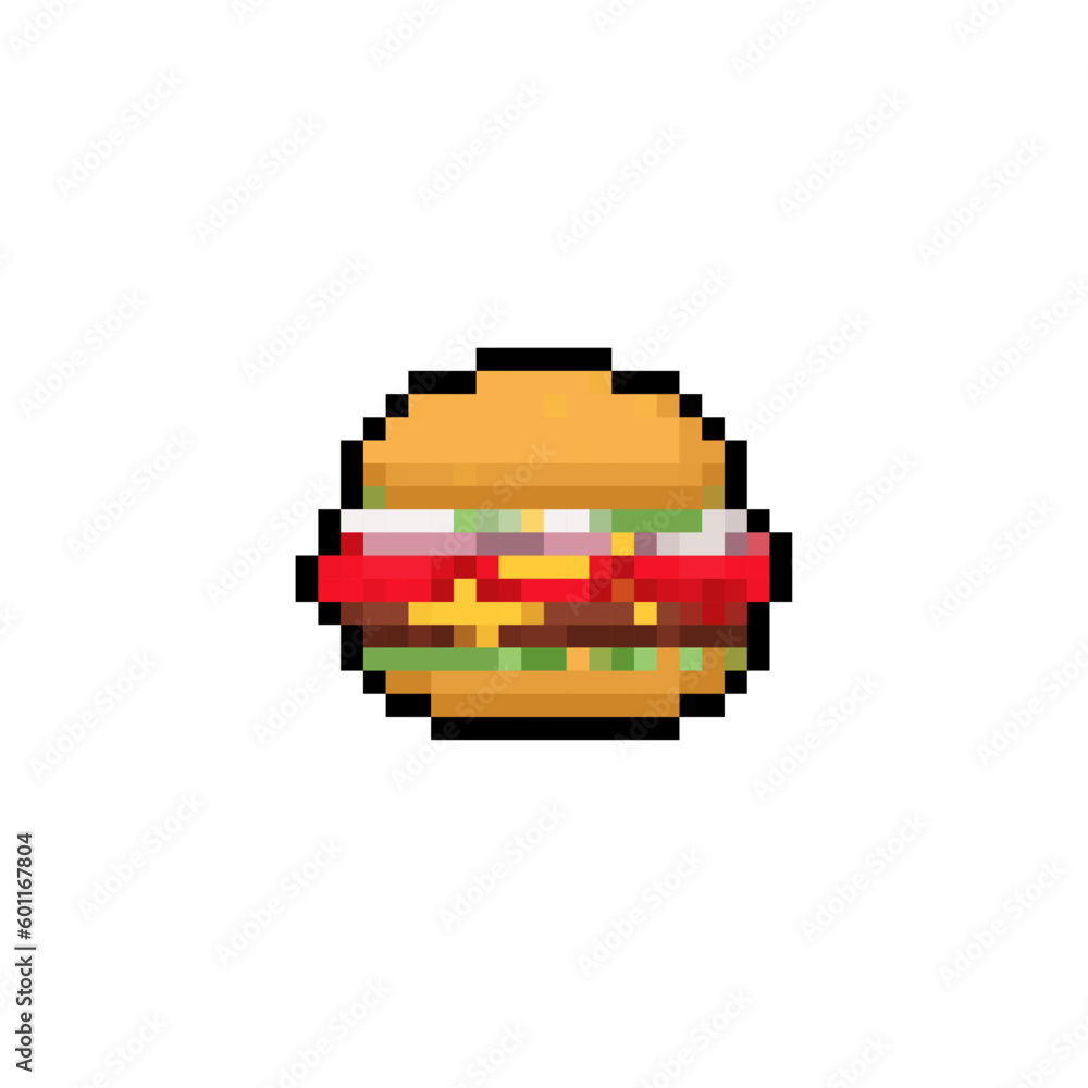 Burger pixel art. Hamburger pixelated. Fast food 8 bit Stock Vector ...