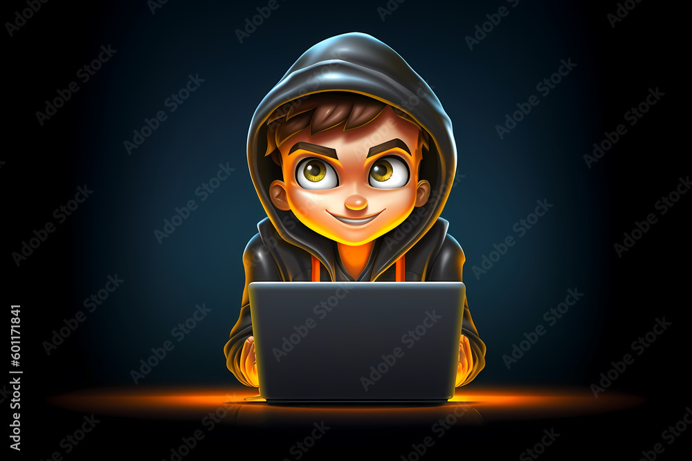 Portrait Of Successful Programmer Game Developer Or Coder Guy In Uses Computer Laptop For Work