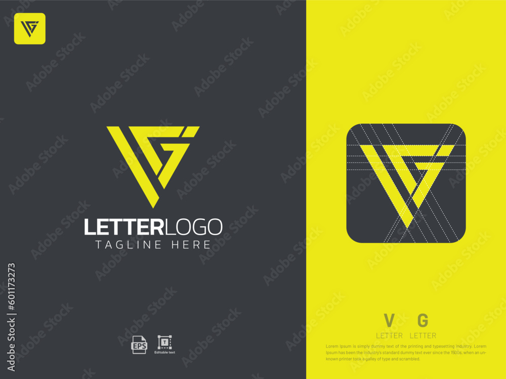 Letter VG monogram initial logo, geometric, modern, gradient, grid logo ...